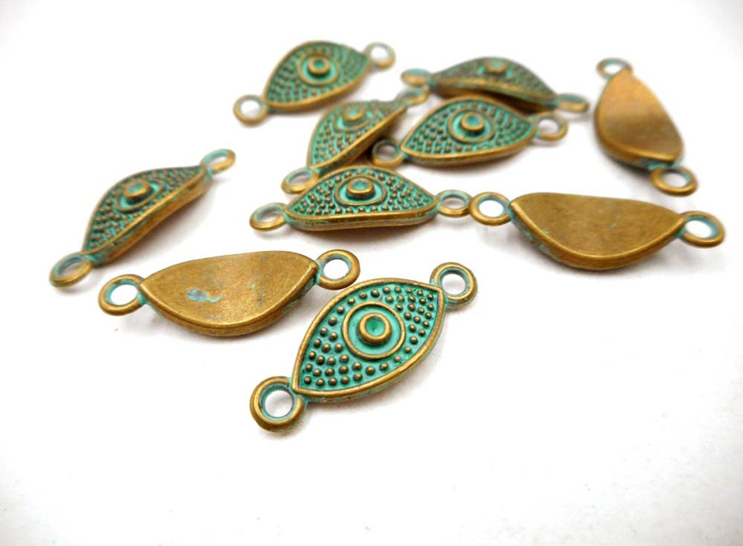 4 Patina Plated Evil Eye Connectors - 1-78-A - Etsy