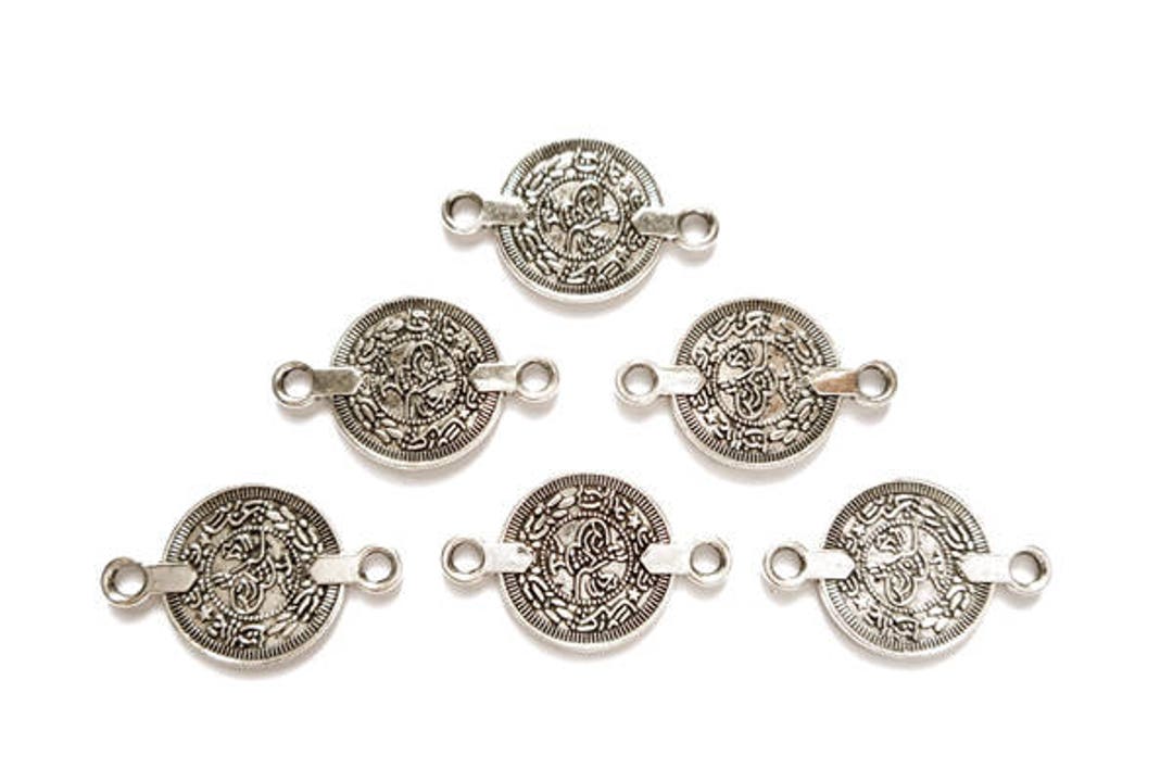6 Silver Tughra Coin Connectors - 2-C-15A - Etsy