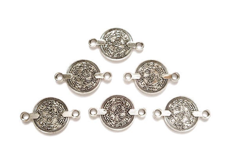 6 Silver Tughra Coin Connectors 2-C-15A - Etsy