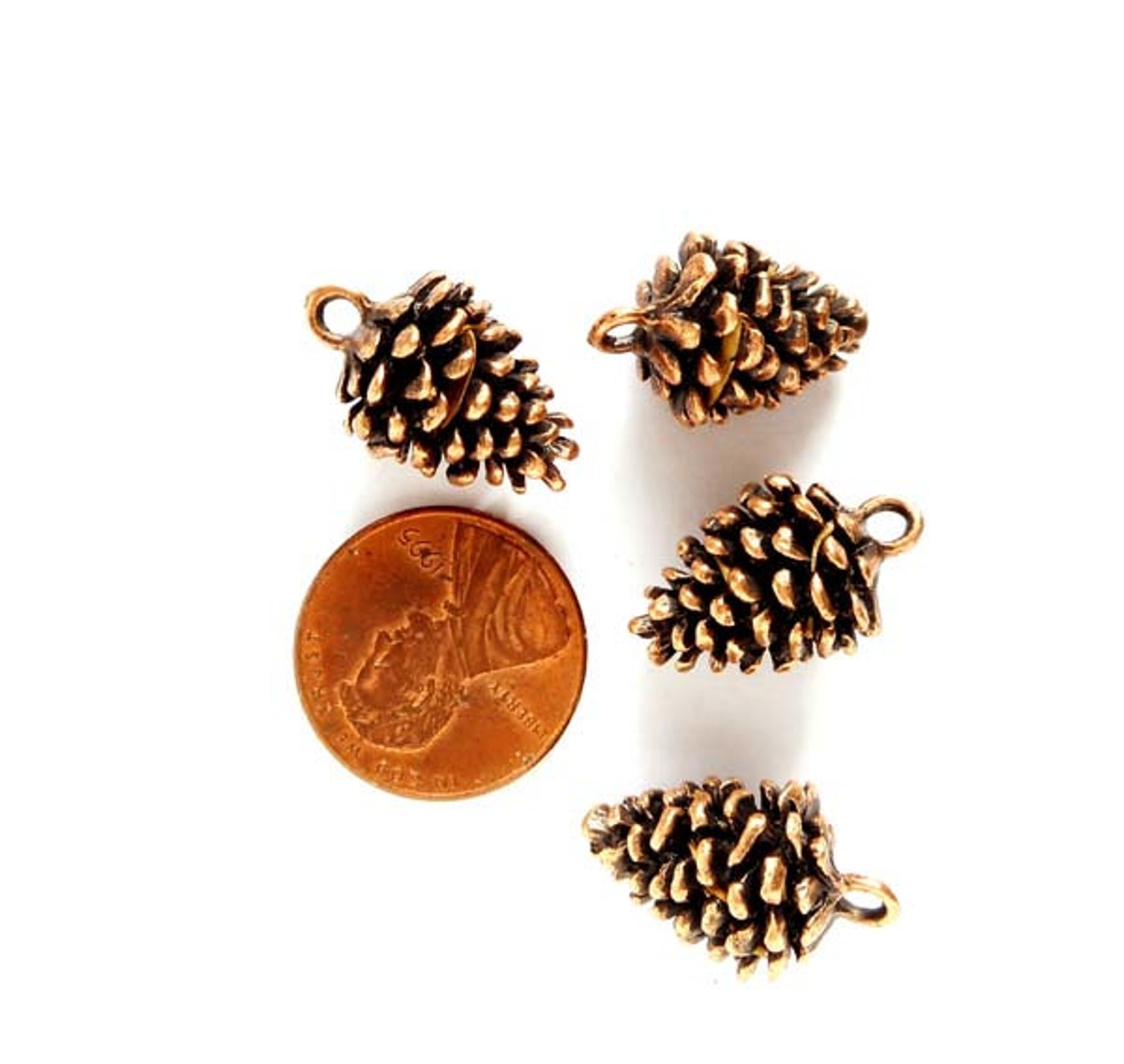 4 Antique Copper Pine Cone Charms - 29-52-A - Etsy