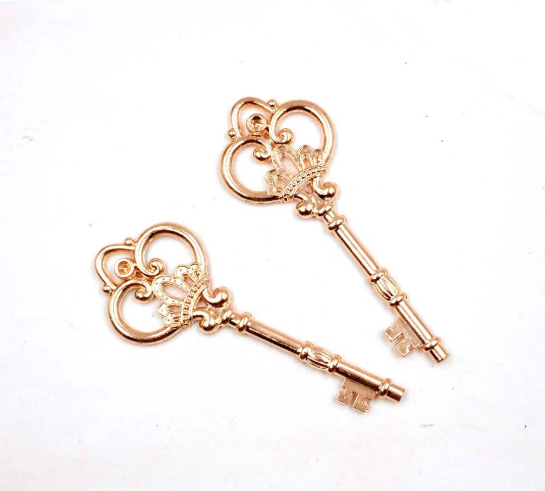 2 Light Rose Gold Plated Key Pendant/charms - 20-33-3 - Etsy