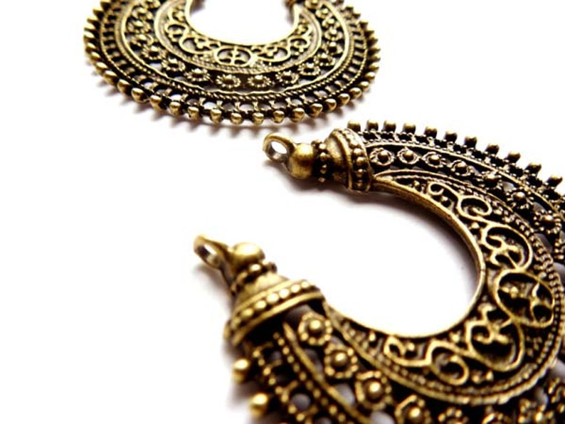 2 Antique Bronze Textured Pendant Connector/charms 1-17 - Etsy