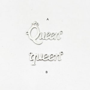 2 Stainless Steel Queen Word Connector/charms - 20-1 - Etsy