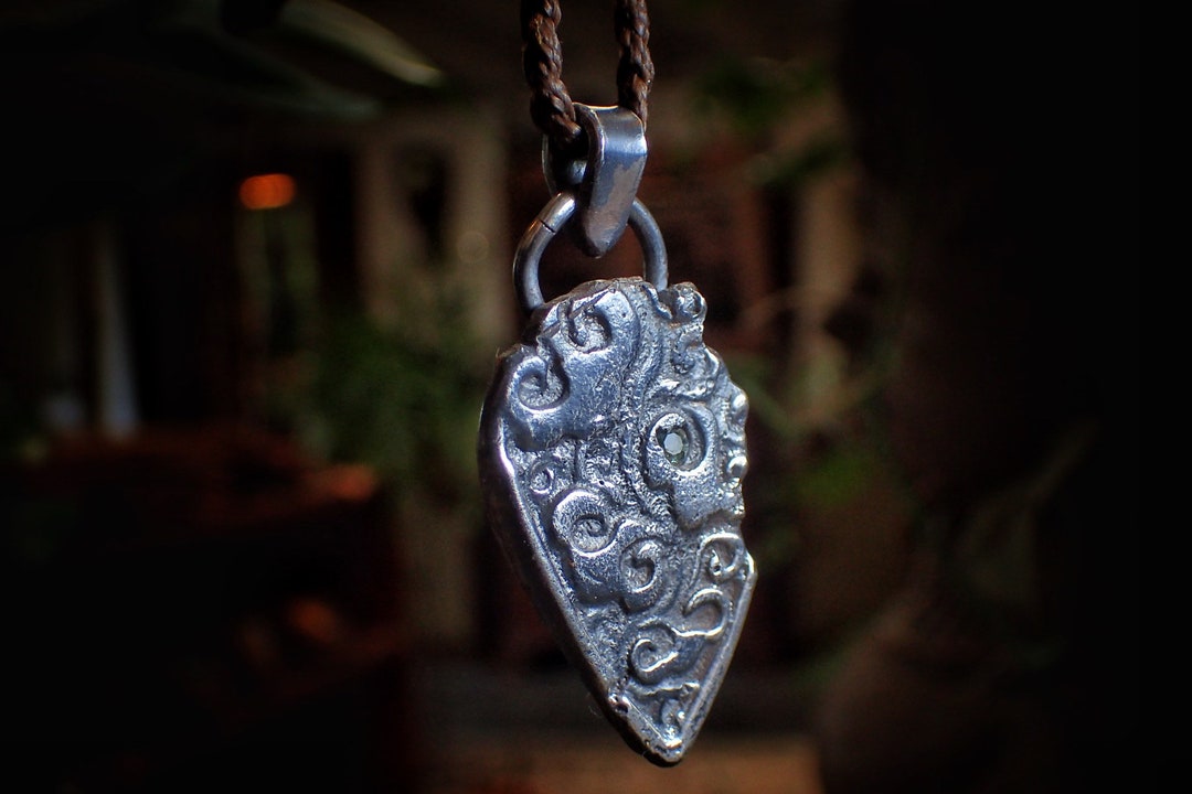 Temple Goddess Amulet Rustic Textured Silver Spiral Organic Pendant ...