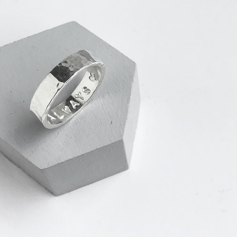 Sterling Silver Secret Message Ring Hand Stamped - Etsy UK