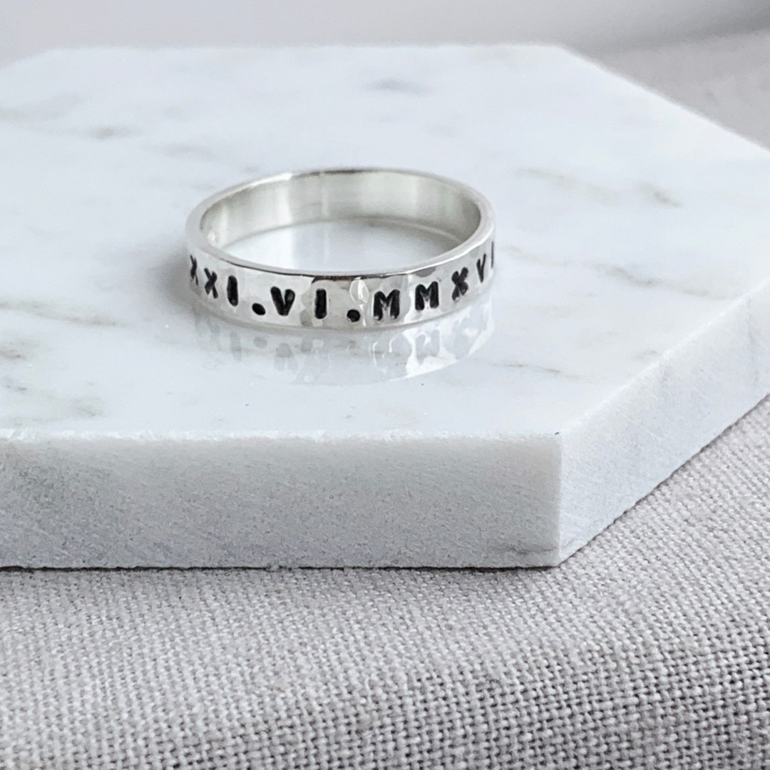 Sterling Silver Personalised Ring | Hand Stamped Silver Message Ring ...