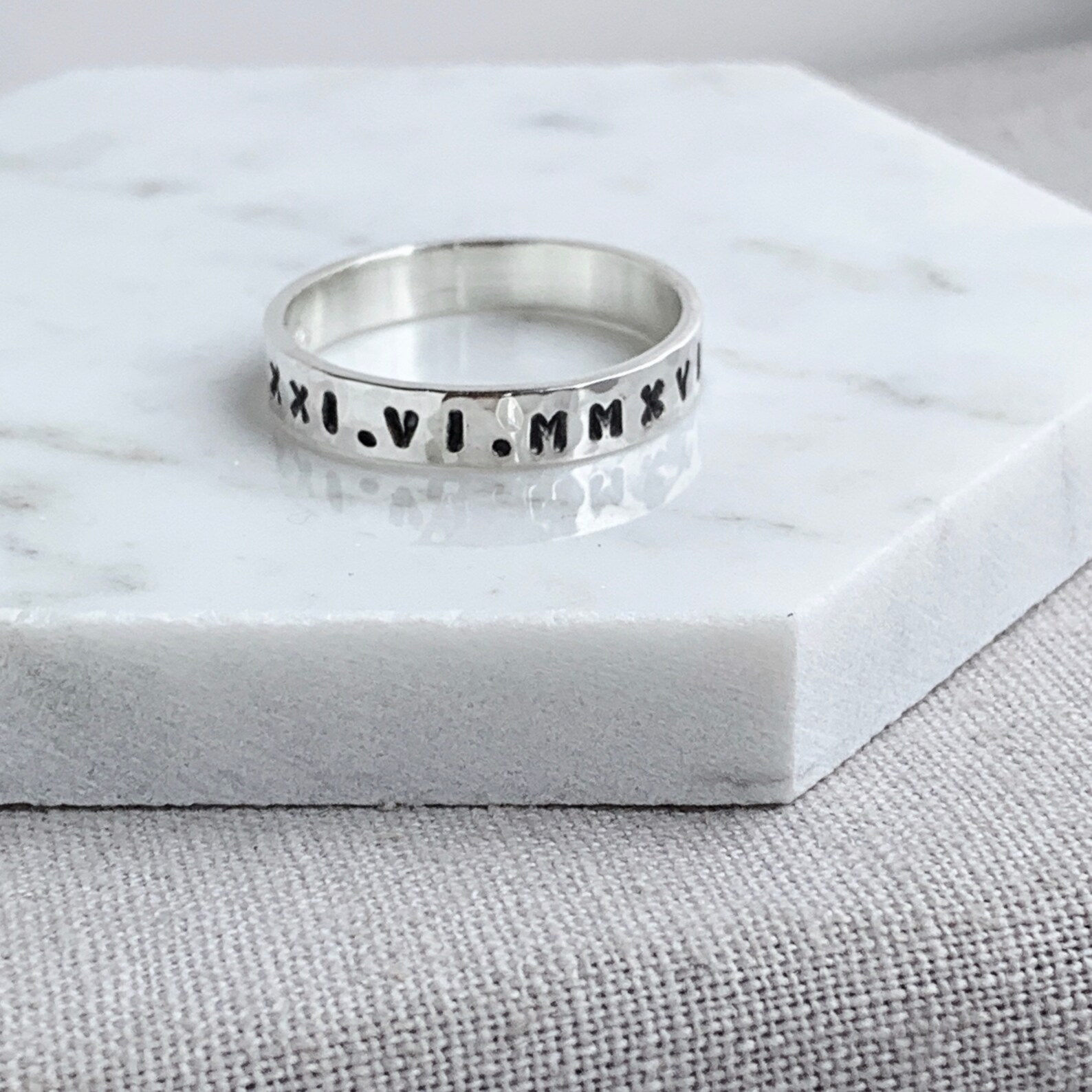 Sterling Silver Personalised Ring | Hand Stamped Silver Message Ring ...