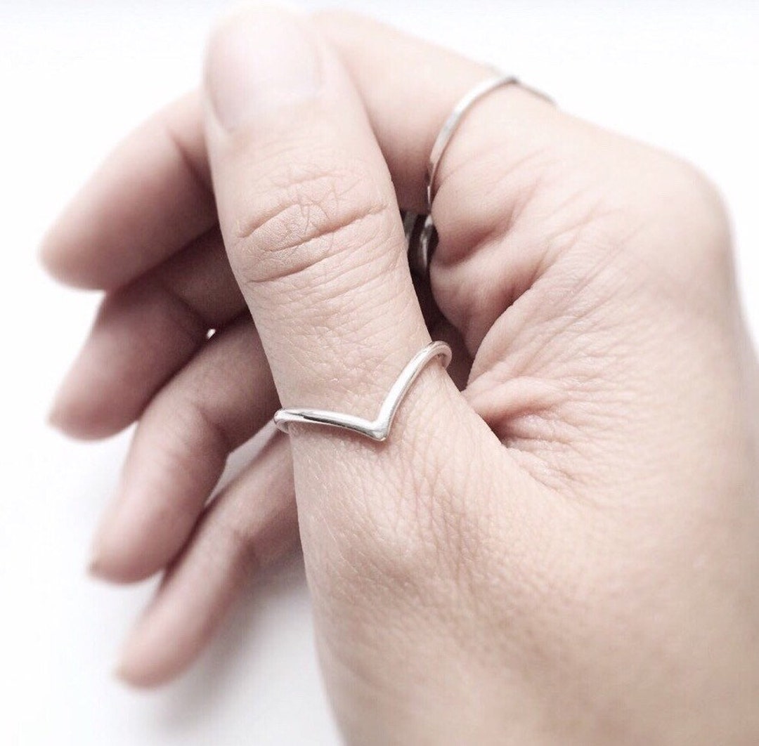 Sterling Silver Chevron Ring | Silver Wishbone Ring | Sterling Silver ...