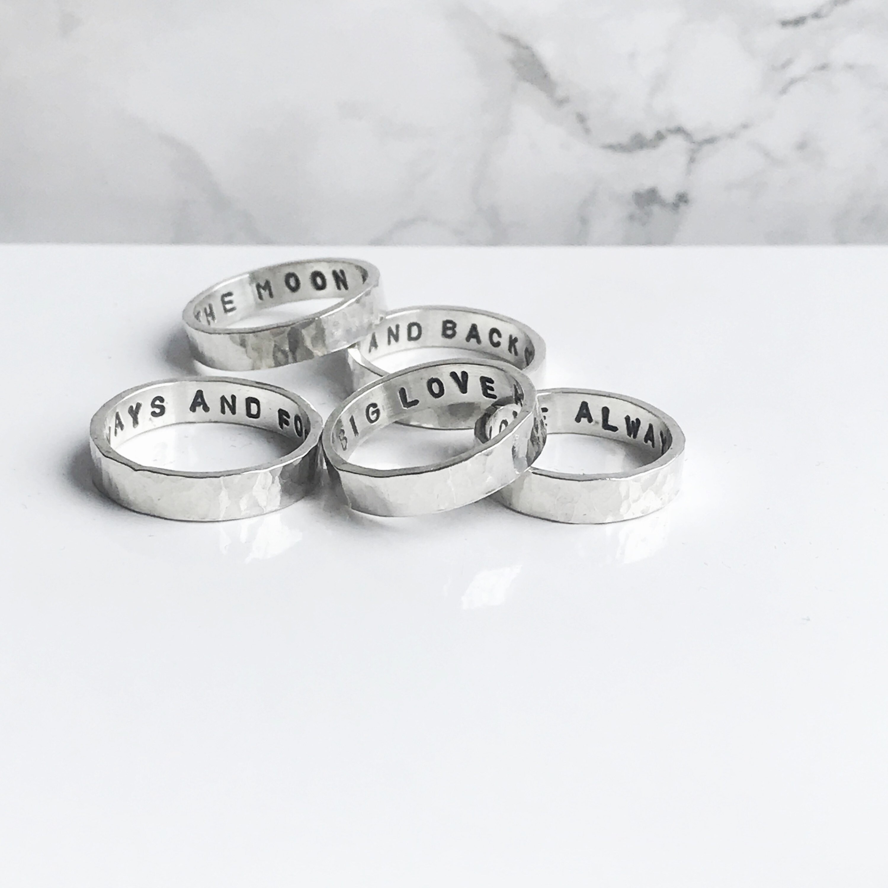 Sterling Silver Personalised Ring | Hand Stamped Silver Message Ring ...