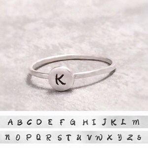 Sterling Silver Personalised Ring Silver Stacking Ring Set Intial Rings ...