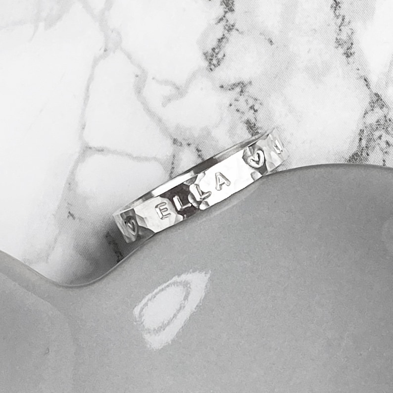 Sterling Silver Personalised Ring | Hand Stamped Silver Message Ring ...