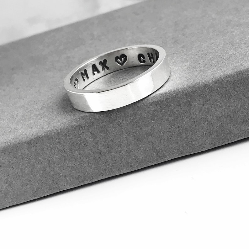 Sterling Silver Secret Message Ring Hand Stamped | Etsy UK