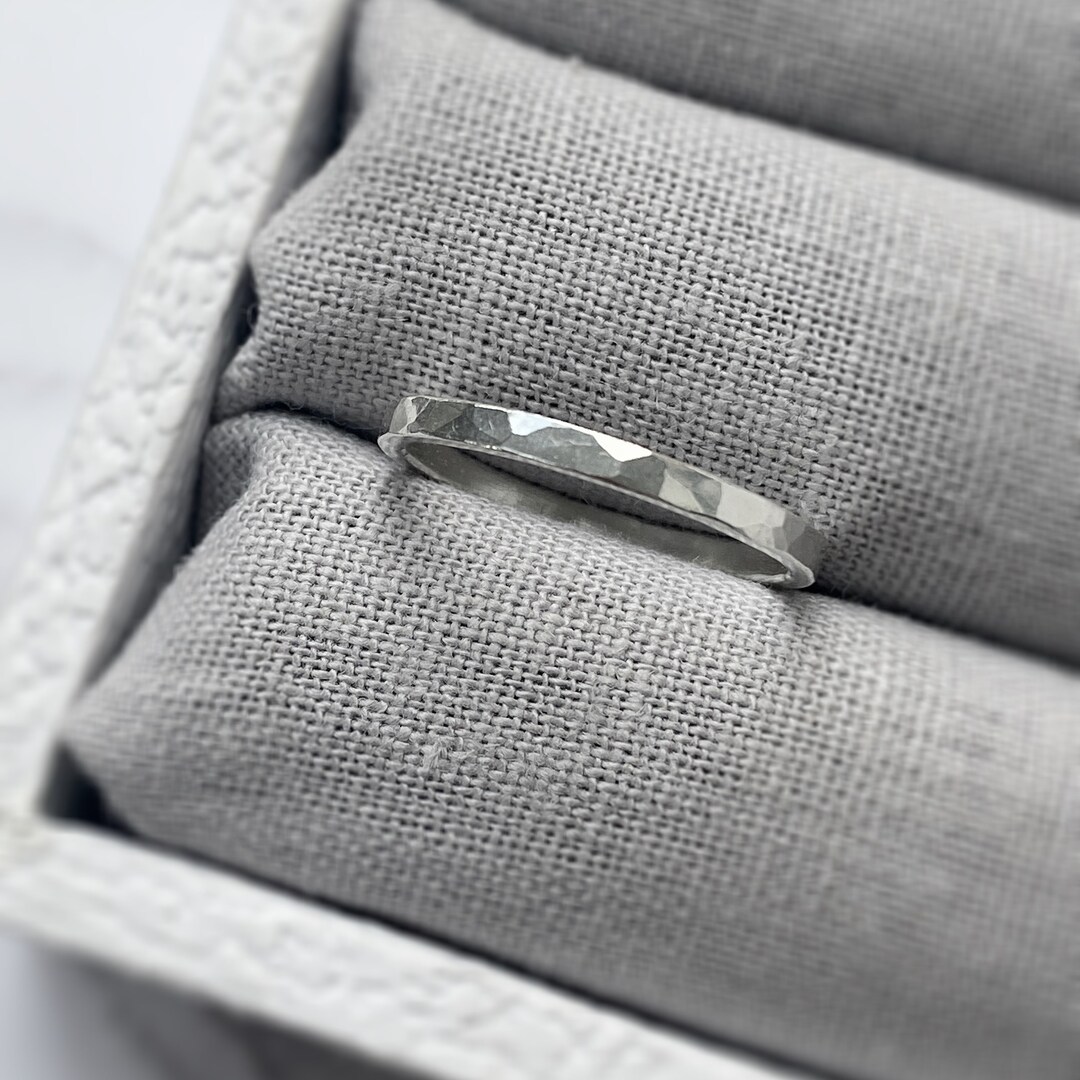 Sterling Silver Hammered Ring | Silver Stacking Rings | Textured Silver ...