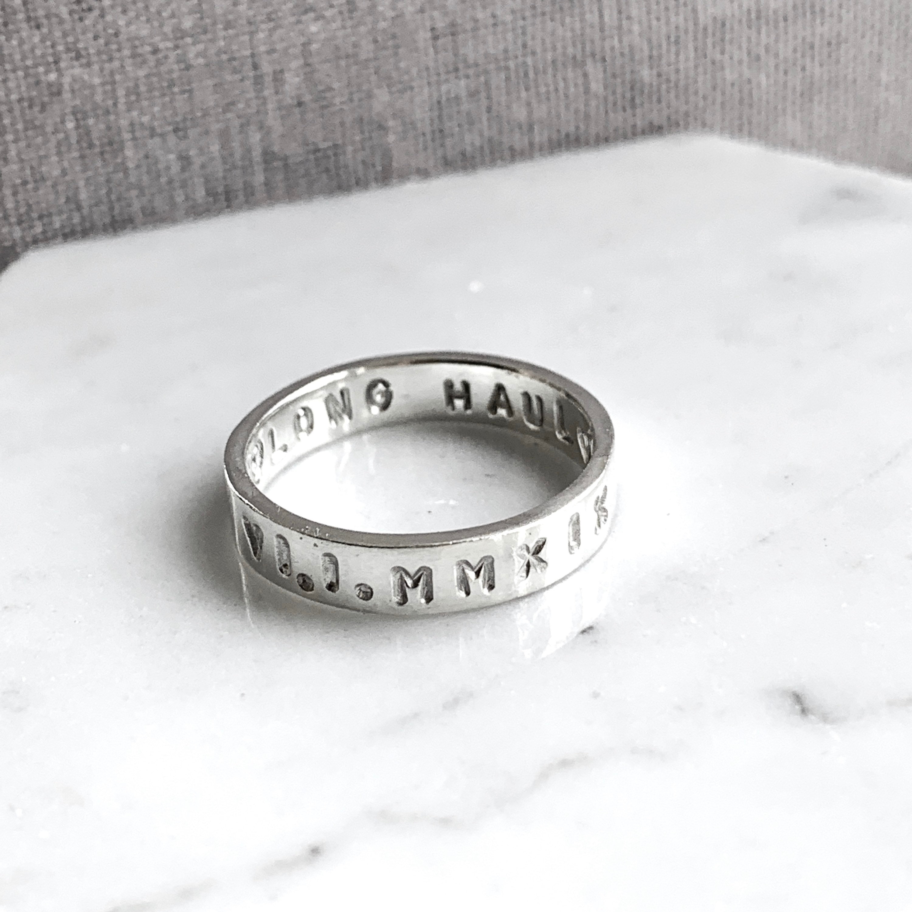 Sterling Silver Personalised Ring Hand Stamped Silver | Etsy