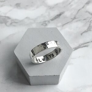 Sterling Silver Secret Message Ring | Hand Stamped Personalised Ring ...