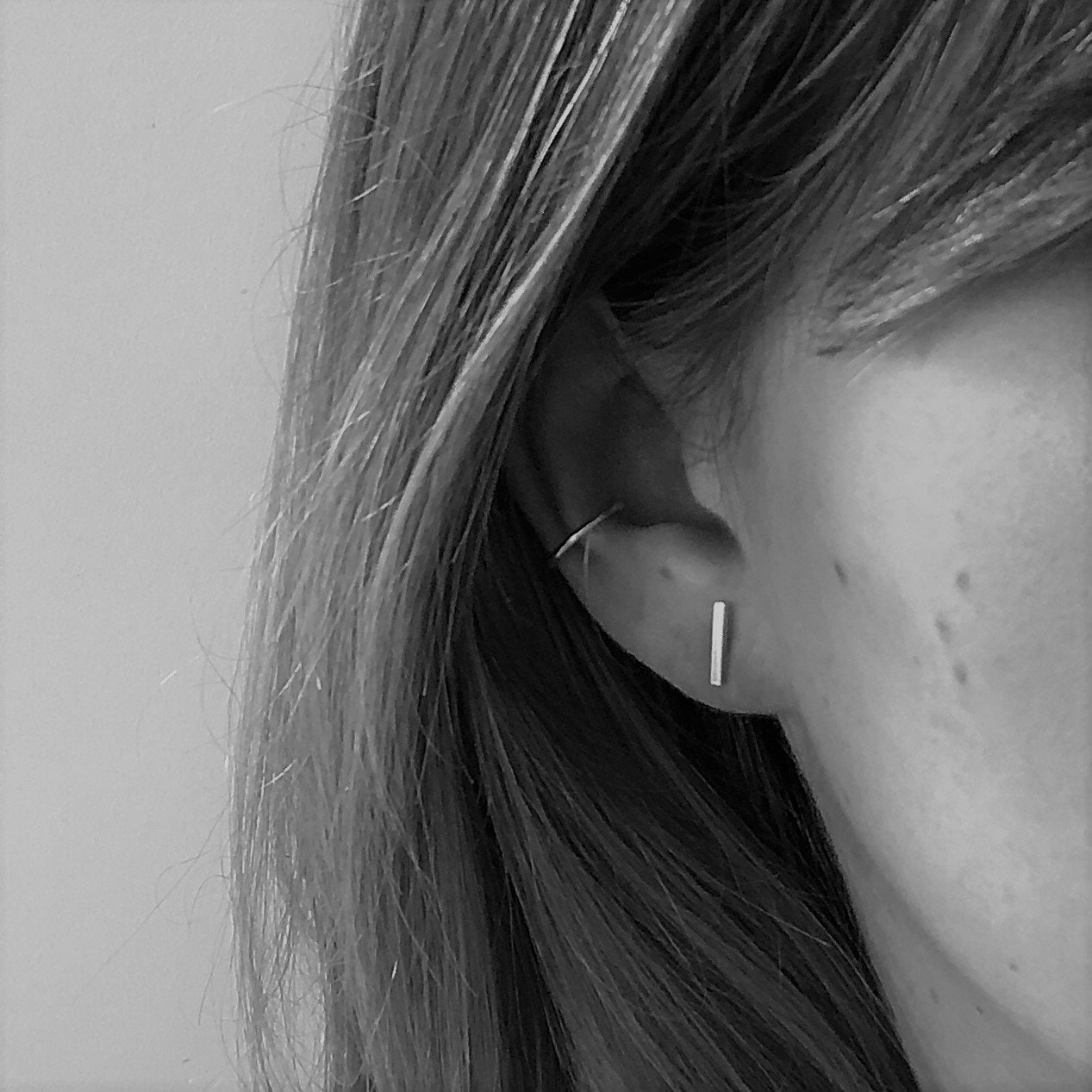 Sterling Silver Bar Earrings | Bar Stud Earrings | Minimalist Earrings ...
