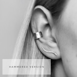 Wide Silver Ear Cuff | Linear Textured Ear Cuff | Minimal Jewellery - Etsy