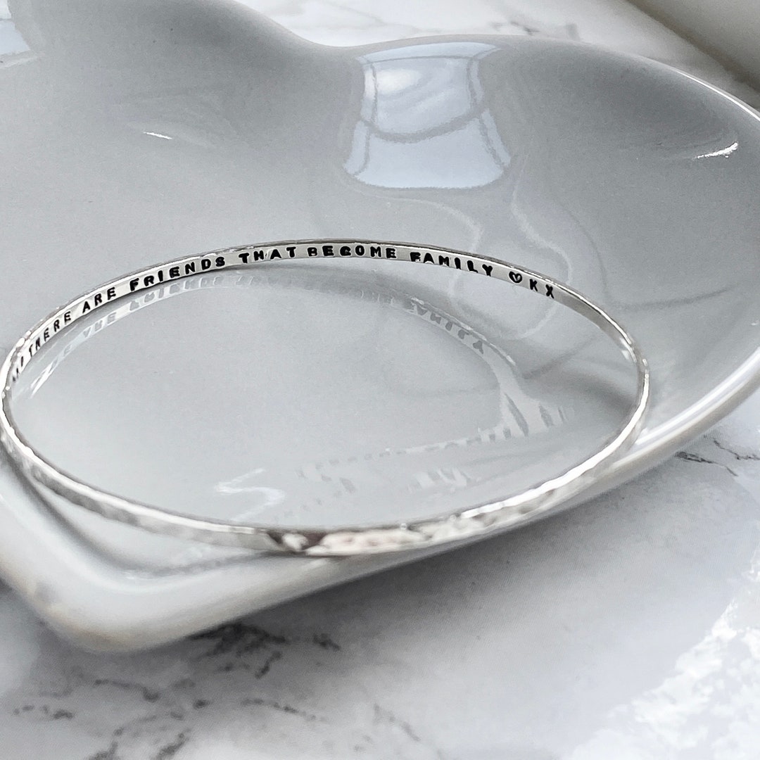 Personalised Silver Bangle | Hand Stamped | Sterling Silver Bangle ...