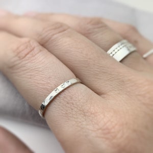 Hand Stamped Personalised Ring Sterling Silver Ring Secret Message Ring Stacking Name Ring ...