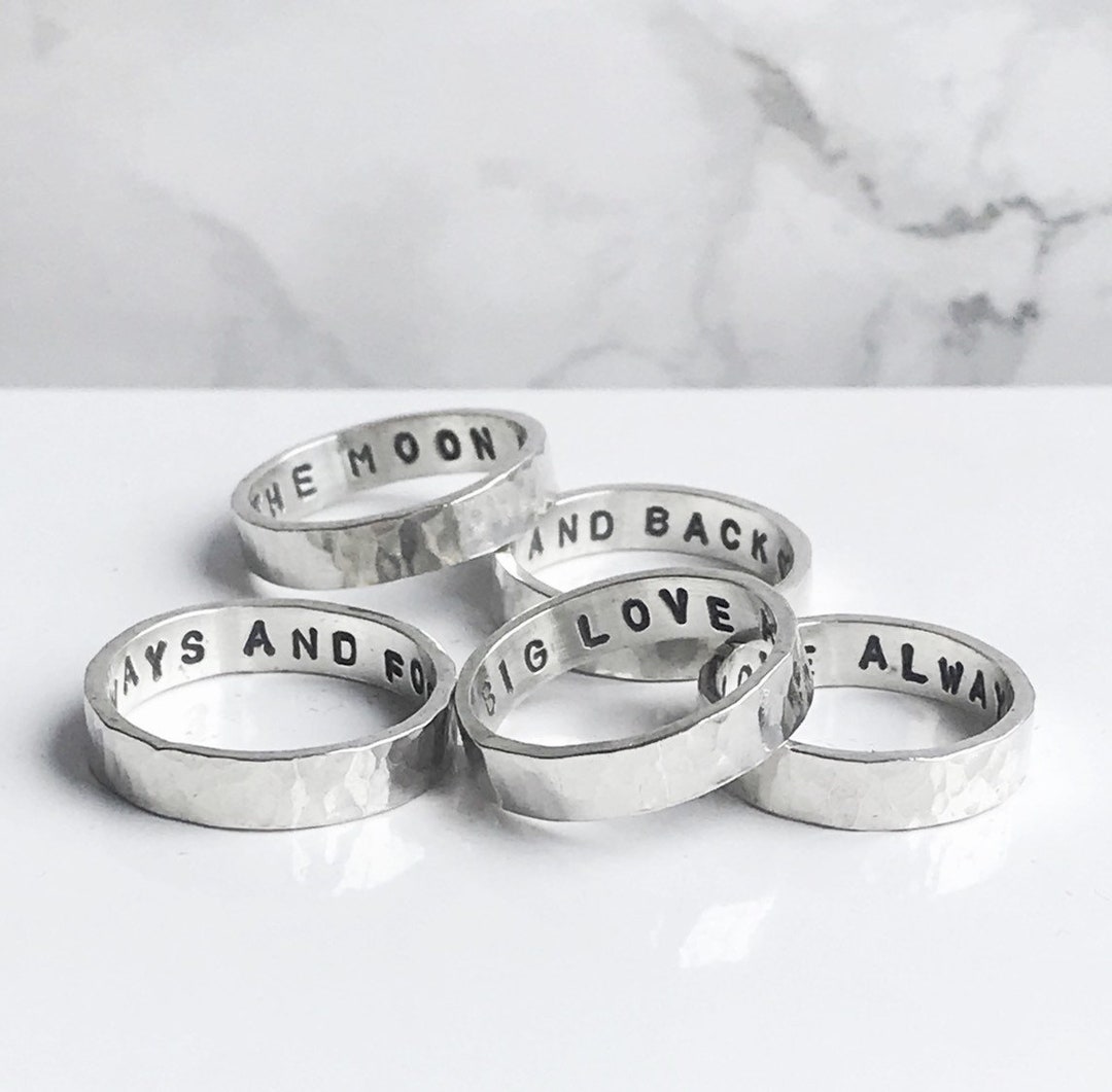 Sterling Silver Secret Message Ring | Hand Stamped Personalised Ring ...