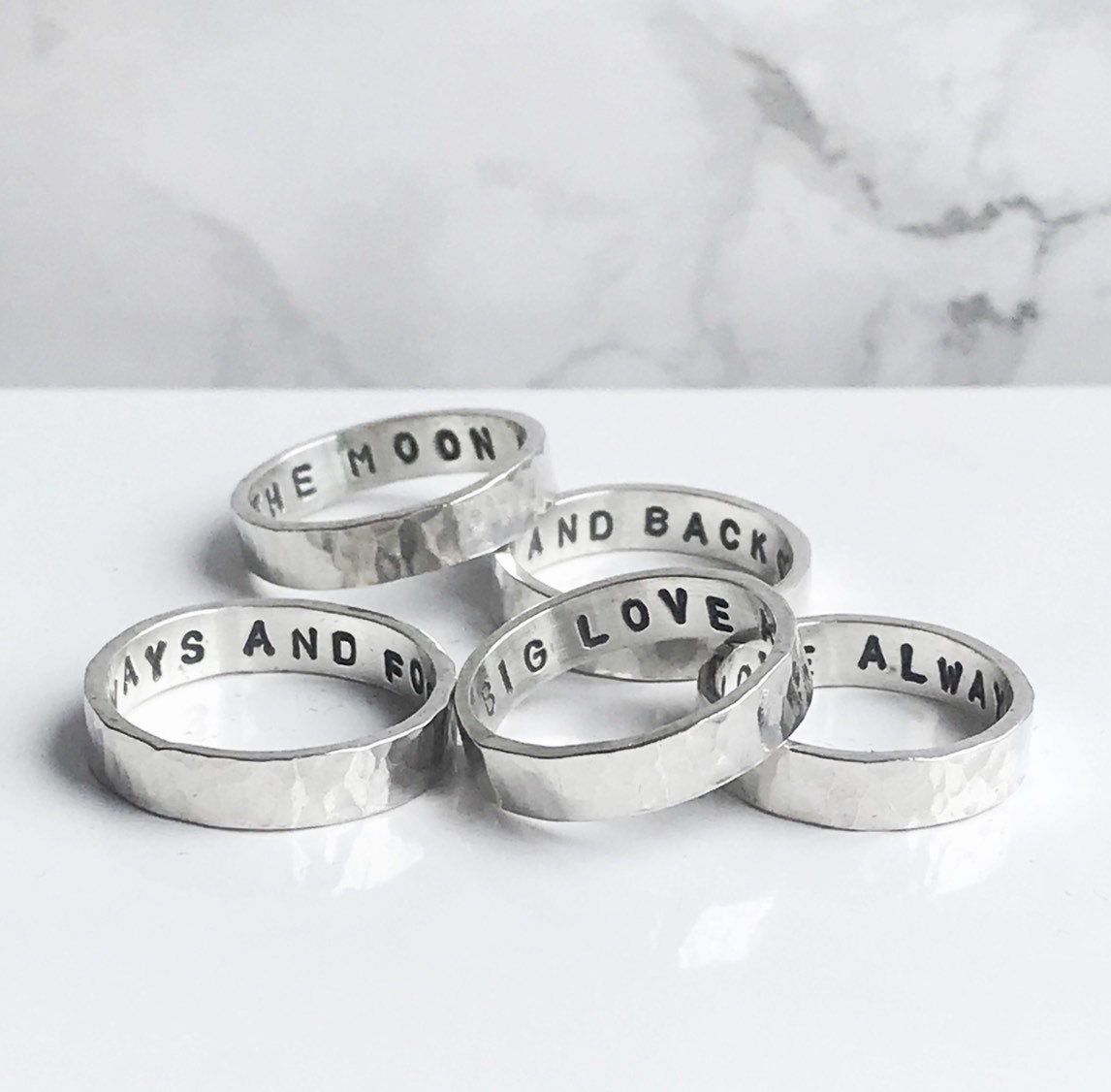 Sterling Silver Secret Message Ring Hand Stamped | Etsy UK
