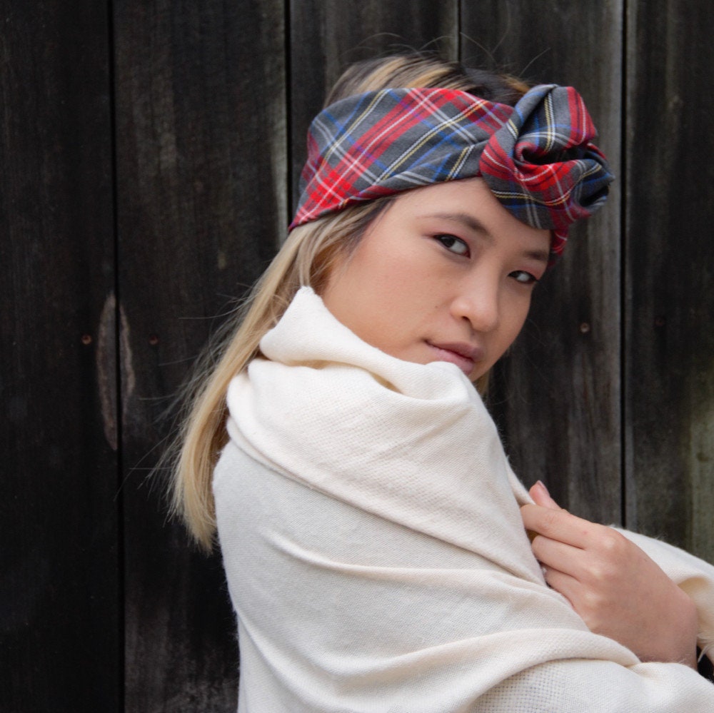 Grey and Red Checkered Turban - Etsy