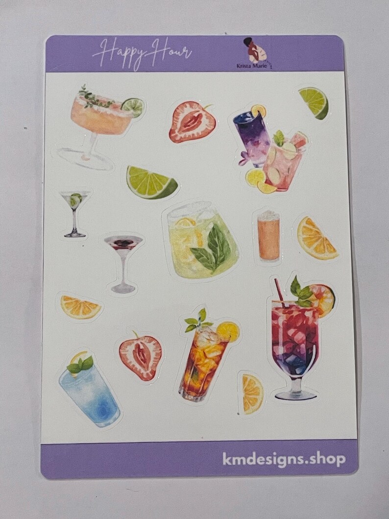 Happy Hour Cocktail Sticker Sheet • Drink Stickers • Planner ...