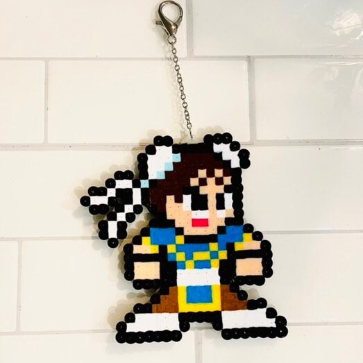 Chun Li Street Fighter Video Game Perler Bead Art Keychain Backpack ...