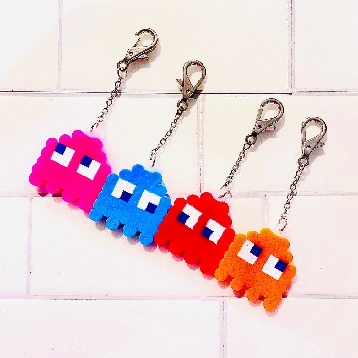 Pacman Ghosts Set Perler Bead Art Keychain Backpack Bling - Etsy UK
