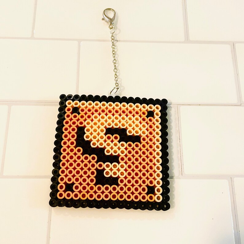 Question Mark Block Super Mario Perler Bead Art Keychain Backpack Bling ...