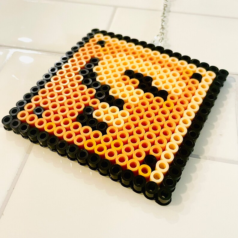 Question Mark Block Super Mario Perler Bead Art Keychain Backpack Bling ...