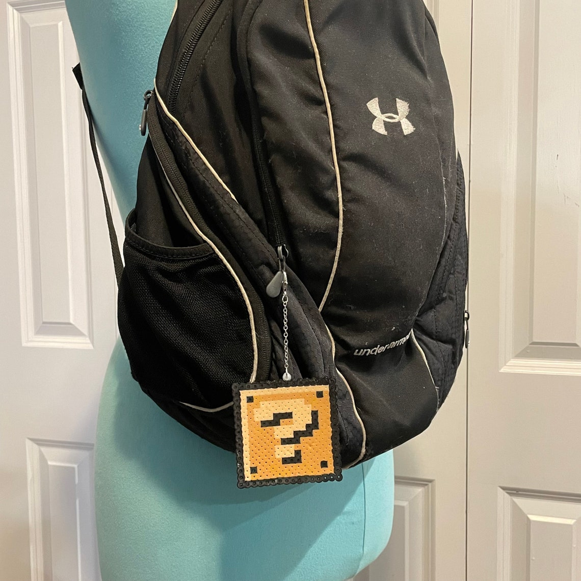 Question Mark Block Super Mario Perler Bead Art Keychain Backpack Bling ...