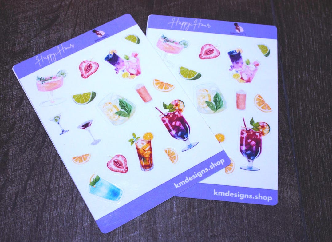 Happy Hour Cocktail Sticker Sheet • Drink Stickers • Planner ...