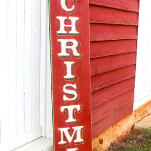 Large Merry Christmas Sign | Carved in Solid Wood | Rustic Distressed ...