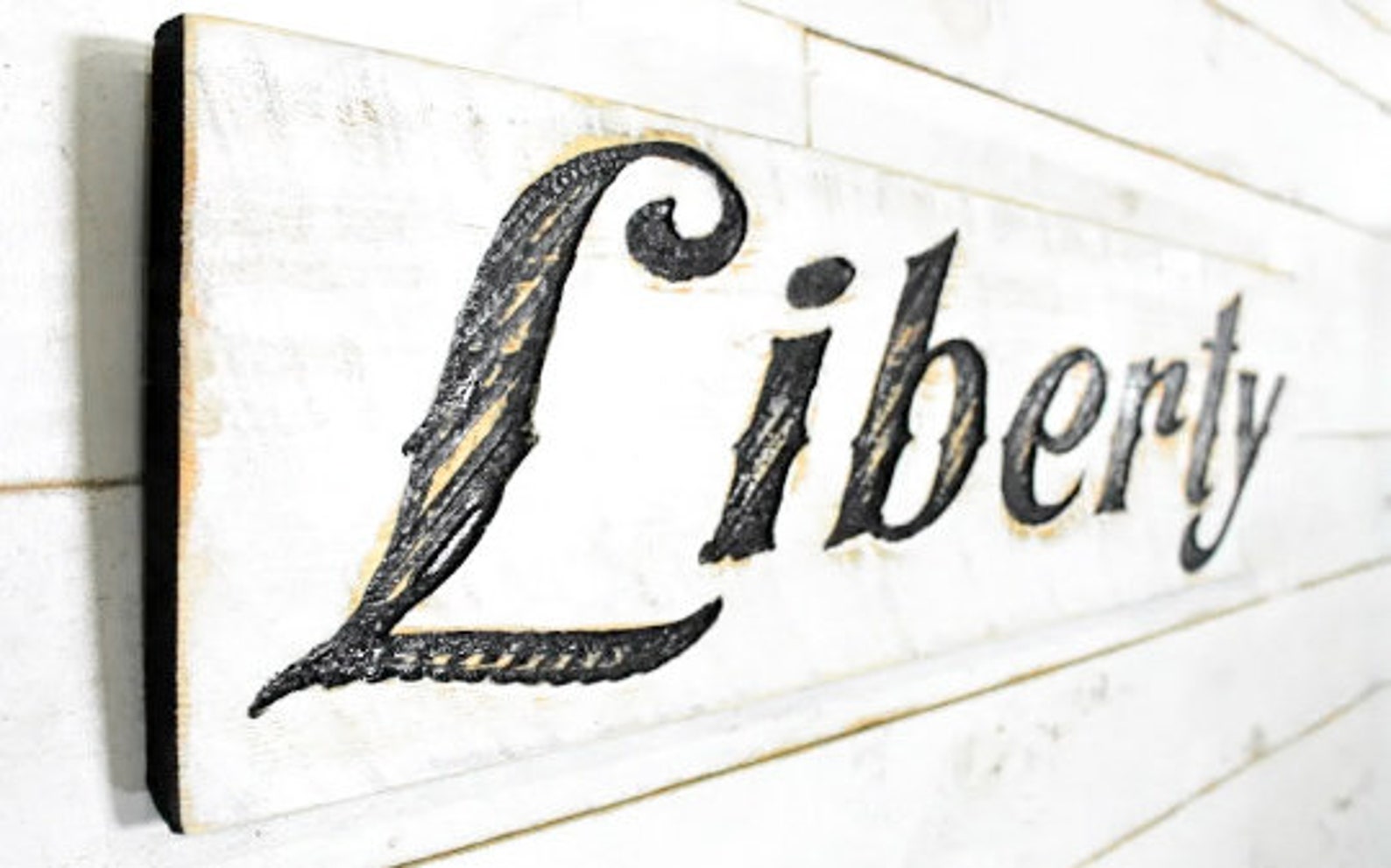 Liberty Sign Carved in a 40x10 Solid Wood Board - Etsy