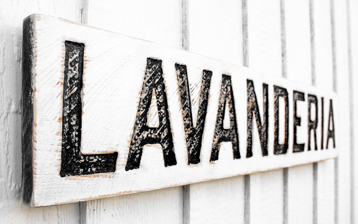 Lavanderia Sign Carved in a Solid Wood Board Rustic - Etsy