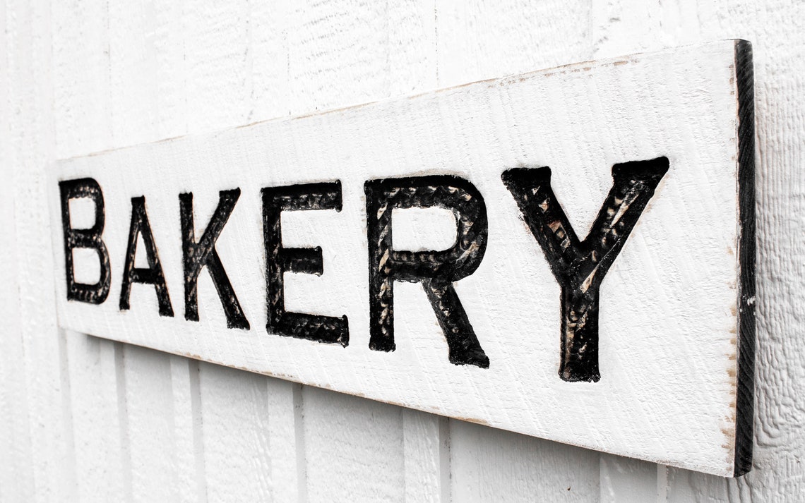 Bakery Sign Horizontal Carved in a Solid Wood Board Rustic - Etsy