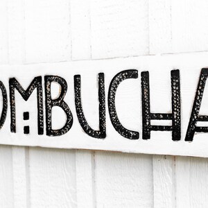 Kombucha Sign - Carved in a Solid Wood Board Rustic Distressed ...