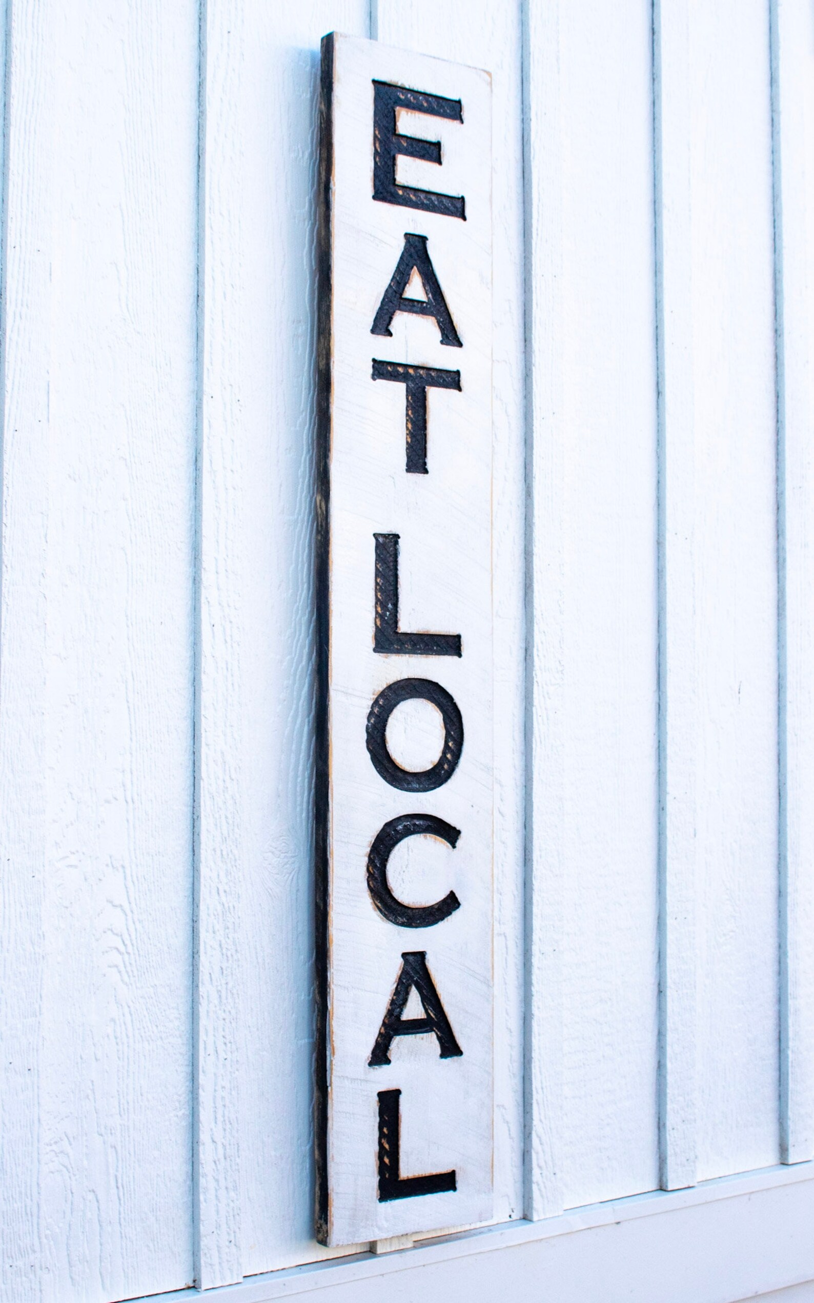 Eat Local Sign Carved in a 48x8 Solid Wood Board | Etsy