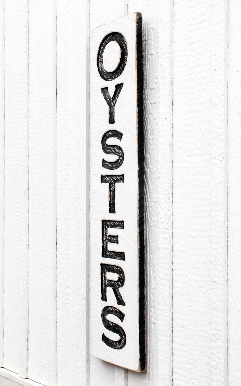 Oysters Sign Vertical Carved in a Solid Wood Board Rustic - Etsy