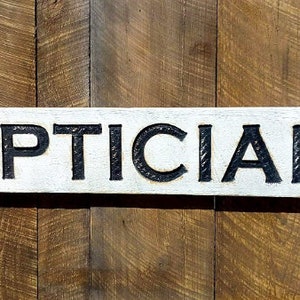 Optician Sign Carved in a 40x8 Solid Wood Board Rustic Distressed ...