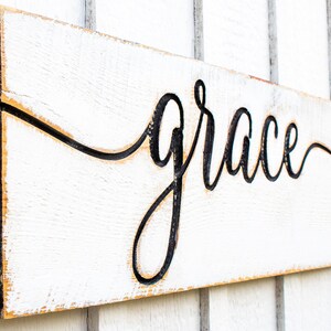 Grace Sign Carved in a 30x10 Solid Wood Board Rustic | Etsy