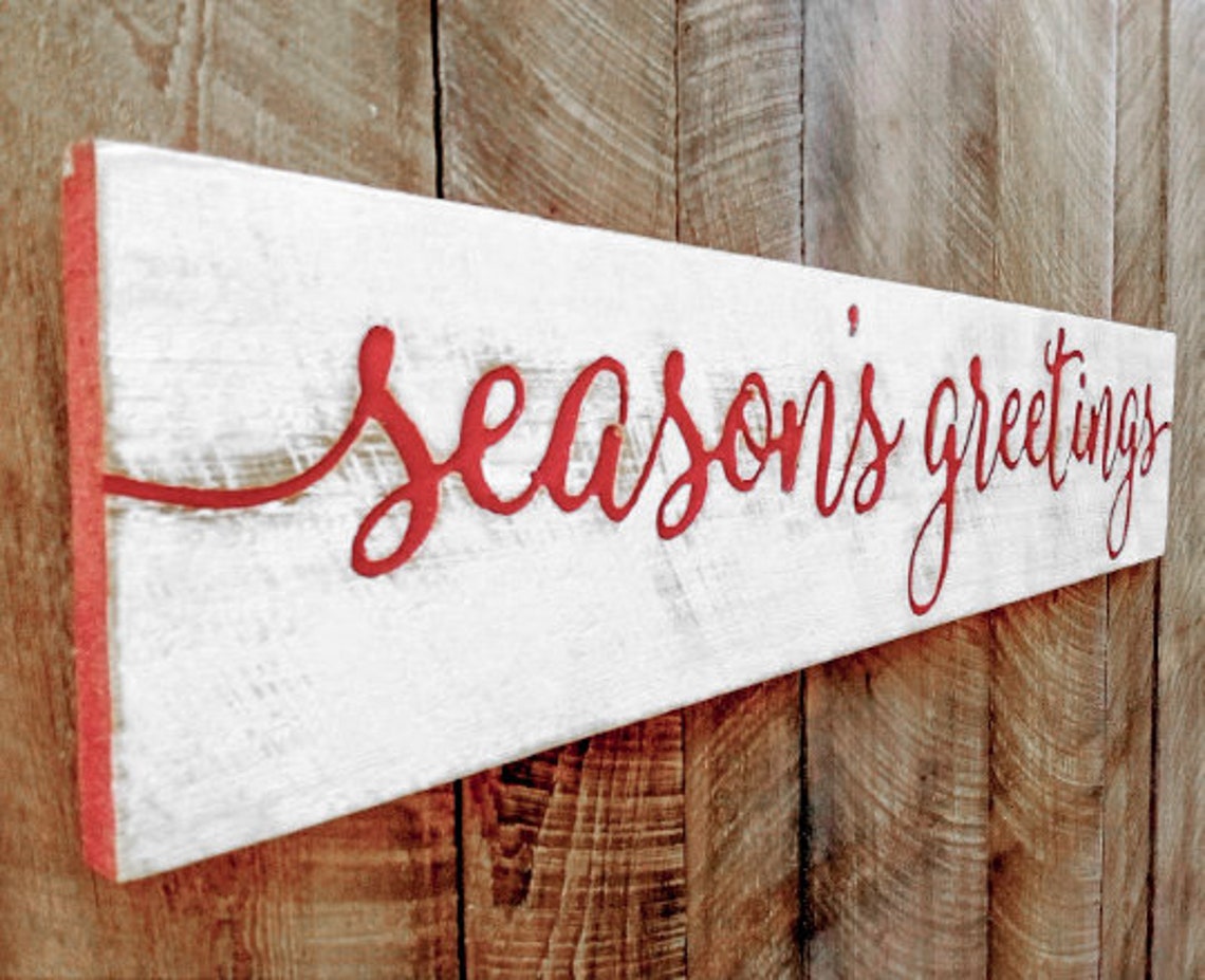 Season's Greetings Sign Carved in a 48x10 Solid Wood - Etsy