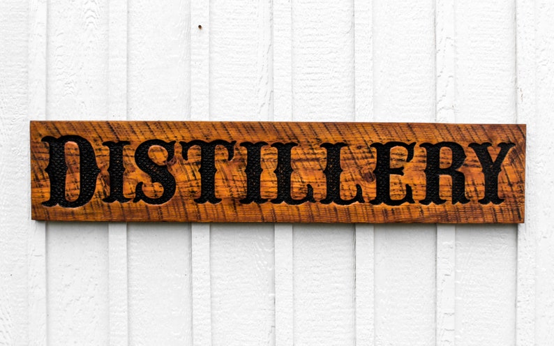 Distillery Sign Carved in a Solid Wood Board Rustic - Etsy