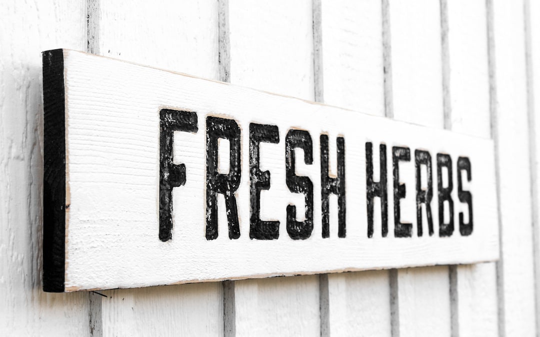 Fresh Herbs Sign - Carved in a 40”x8” Solid Wood Board Rustic ...
