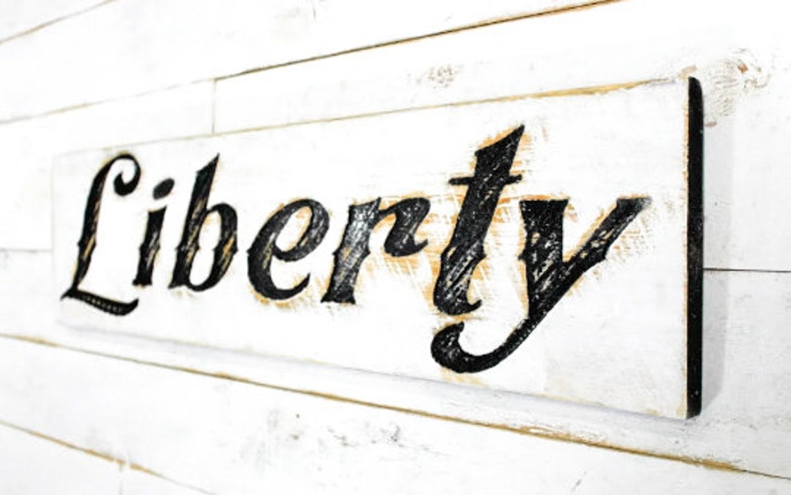 Liberty Sign Carved in a 40x10 Solid Wood Board - Etsy