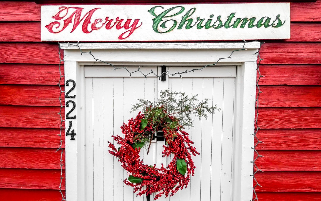 Large Merry Christmas Sign | Carved in Solid Wood | Rustic Distressed ...
