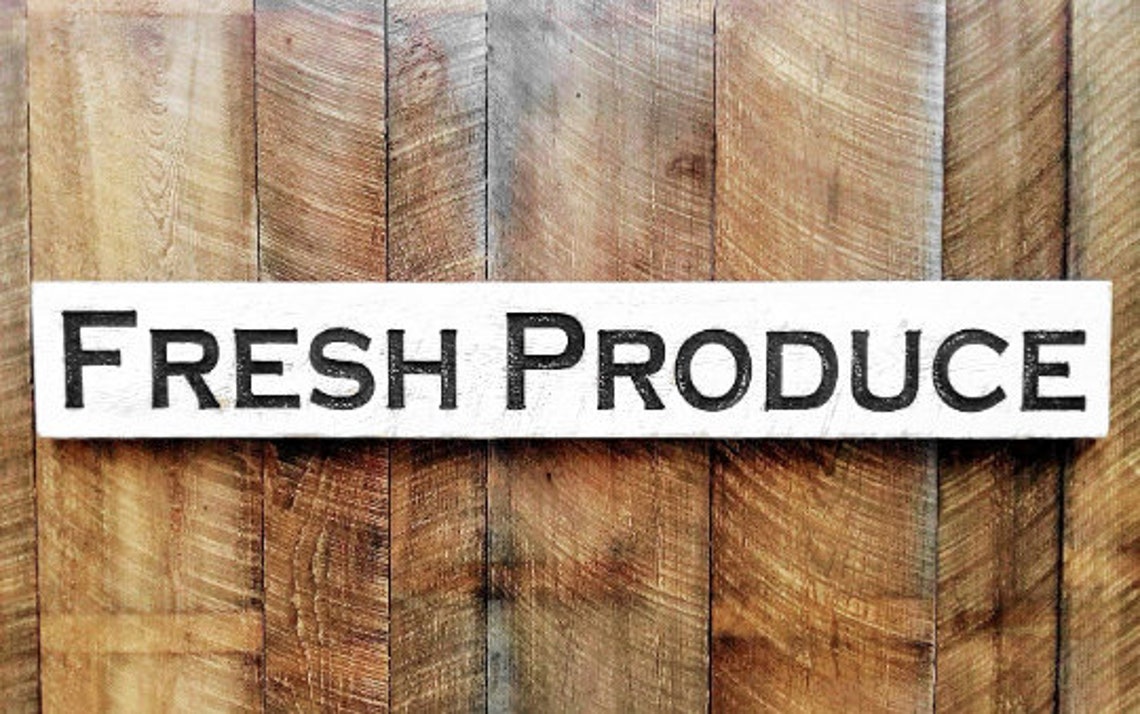 Fresh Produce Sign Carved in a Solid Wood Board Rustic - Etsy