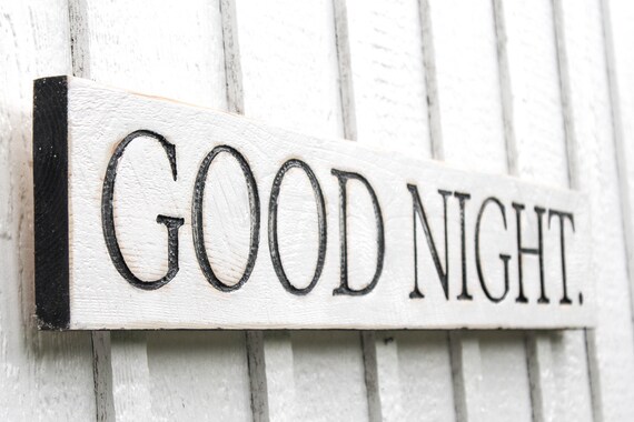 Good Night. Sign Carved in a Solid Wood Board Rustic | Etsy