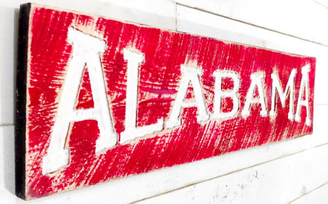 Alabama Sign Carved in a 40x10 Solid Wood Board - Etsy